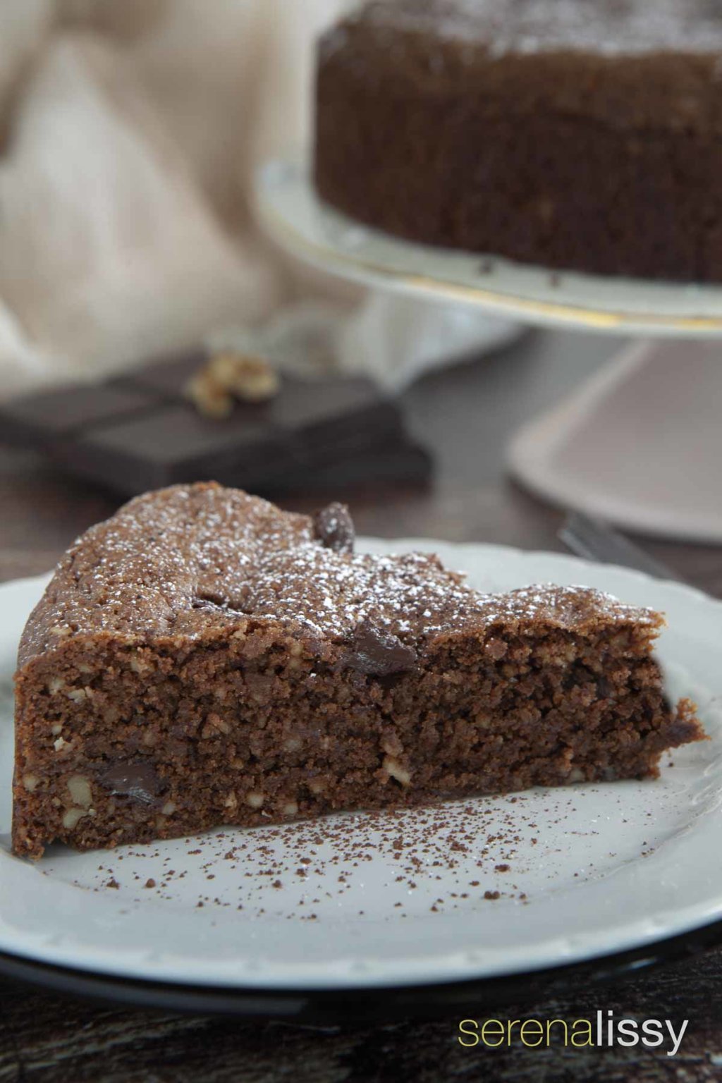 Italian Chocolate Walnut Cake (Torta di Noci) - Serena Lissy